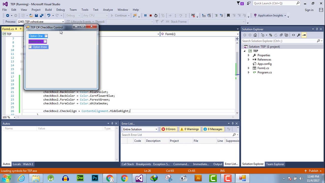054 - E - Change C# CheckBox Check Alignment