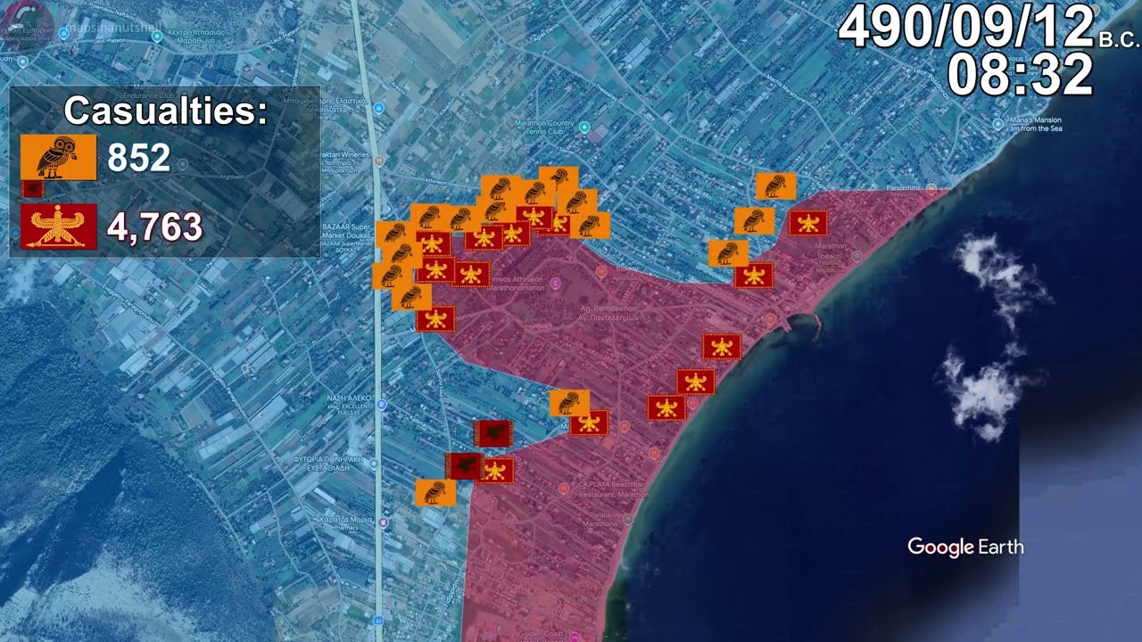 Battle of Marathon using Google Earth