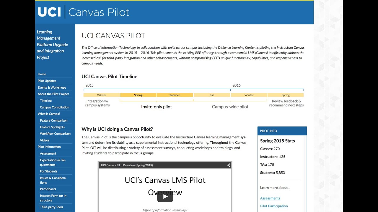 UCI Canvas Pilot: Demonstration for Students