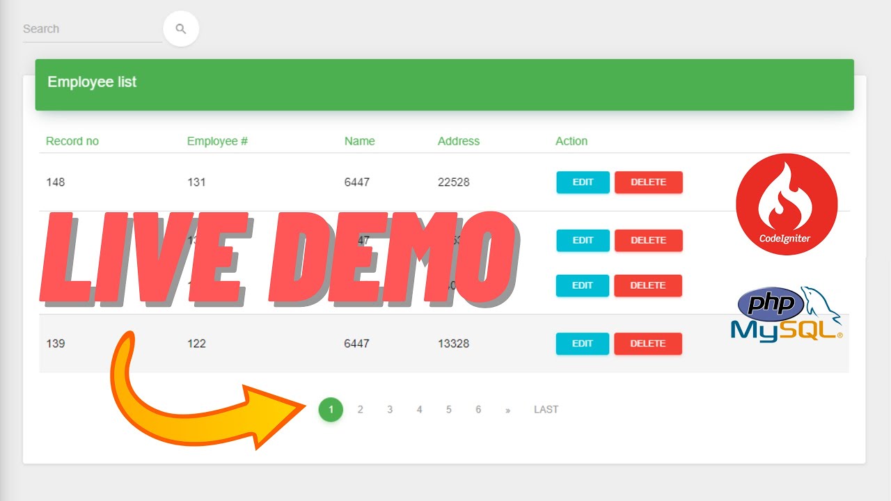 How to create pagination in codeigniter with example | pagination with search option | by Shinerweb