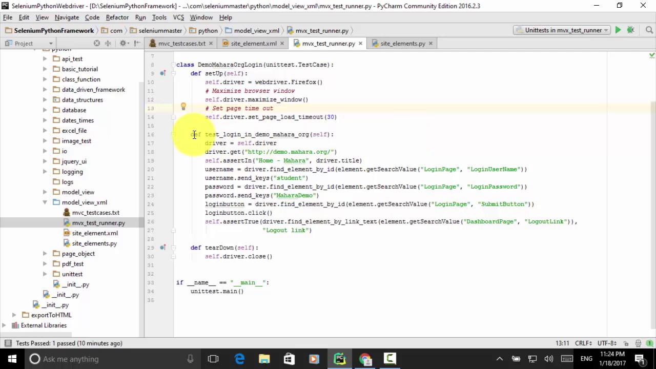 Lesson  20 Python Webdriver Model View Controller XML Framework Test Runner