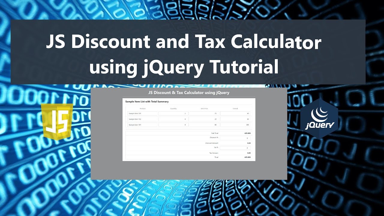 JS Discount and Tax Calculator using jQuery Tutorial