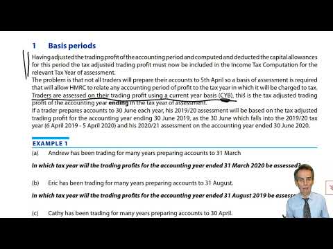 Trading Profits – basis periods of assessment - ACCA Taxation TX-UK lectures