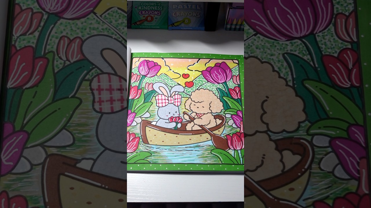 | A completed pg from Cozy Date coloring bk by Bogiki #coloring #coloringbook #bogiki