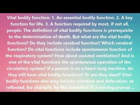 Vital bodily function - Medical Meaning and Pronunciation