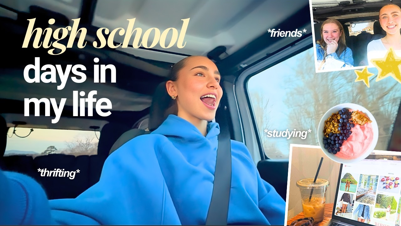 high school days vlog 🫐 *friends, thrifting, coffee shops, studying + more*