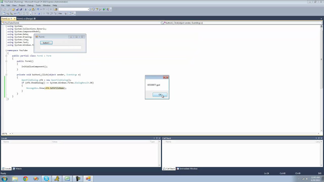 C# Beginners Tutorial - 34 - OpenFileDialogs