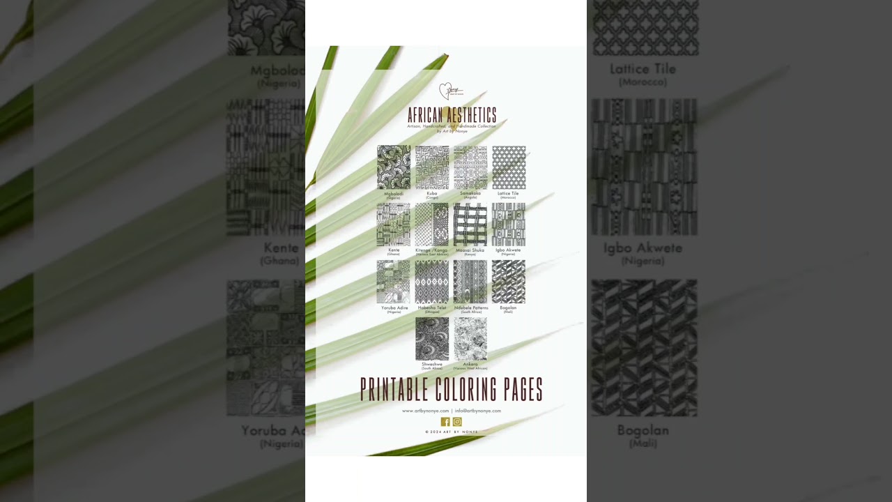 Printable Coloring Pages featuring African patterns/designs! Available at artbynonye.etsy.com 💕