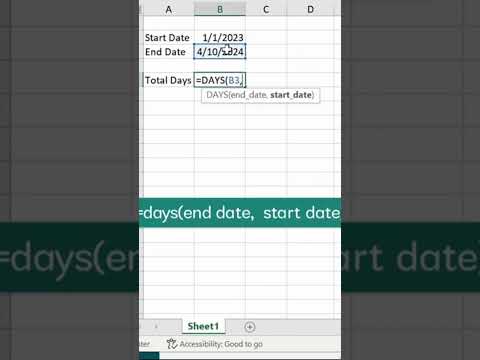 Calculate Total Days in Excel Instantly! | Advanced Excel Formula #shorts #viral #trending