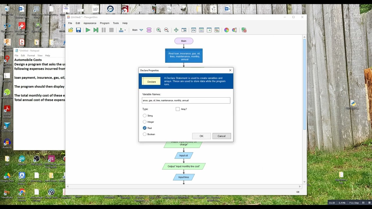 Flowgorithm -  Automobile Task
