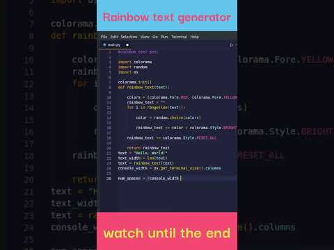 ๐โ Make A Rainbow Text generator in python| Python shorts| #shorts #subscribe #python #trending