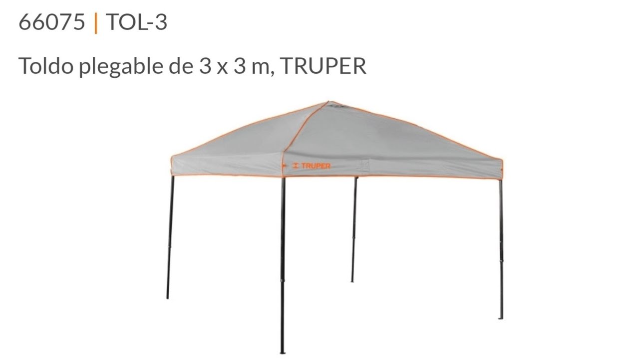 Toldo plegable de 3 x 3 m, TRUPER 66075 / TOL-3