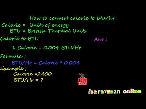 how to convert calorie to btu