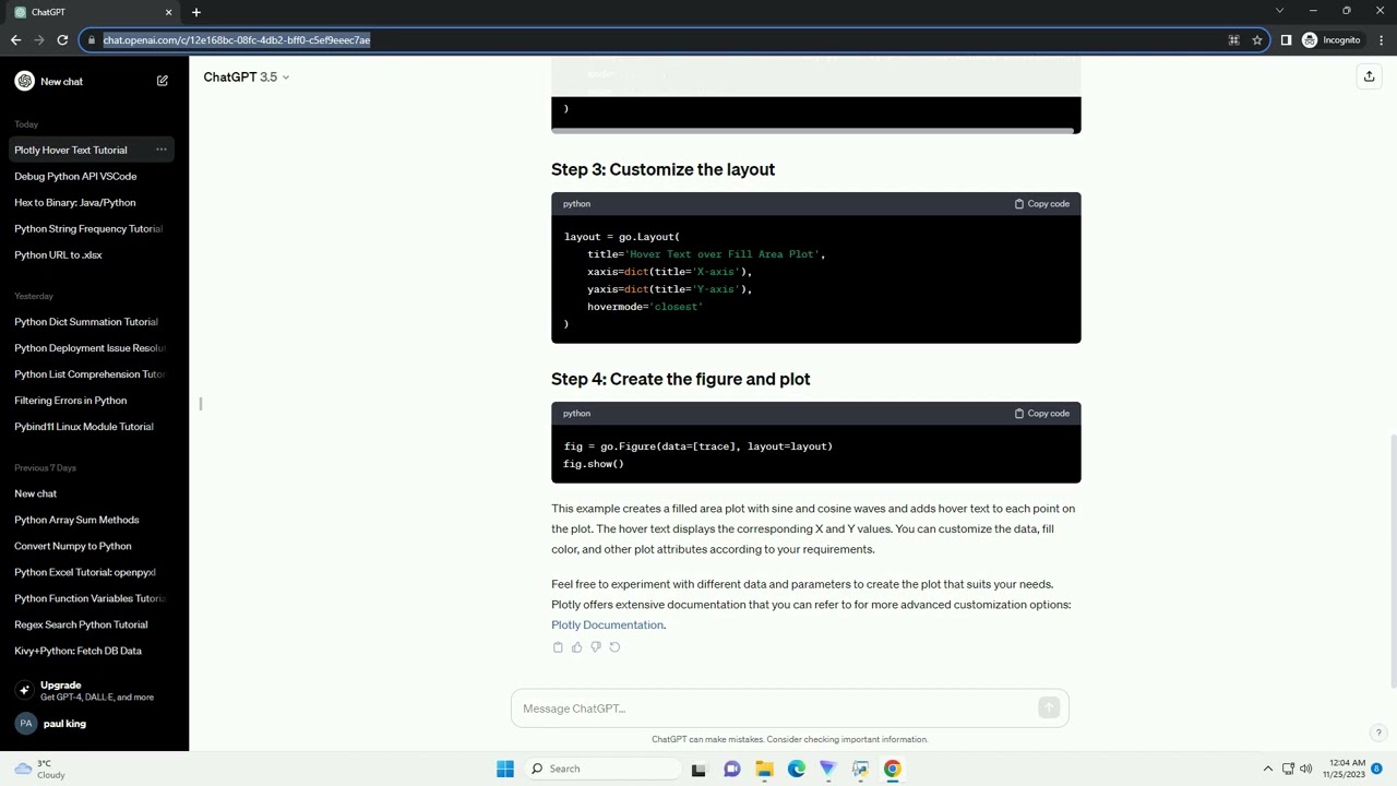 Hover Text over fill area Python plotly