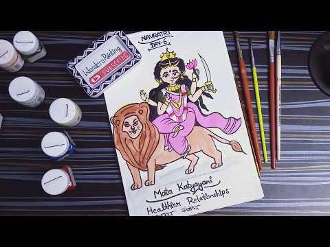 Navratri Day 6। Durga Maa Drawing। Mata Katyayani। 9 forms of Durga। Easy drawing durga mata।।