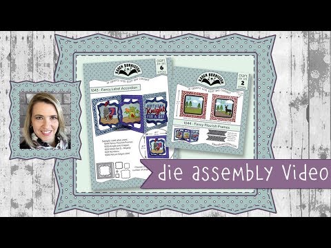 Karen Burniston Die Set #1043 Fancy Label Accordion and #1044 Fancy Flourish Frames