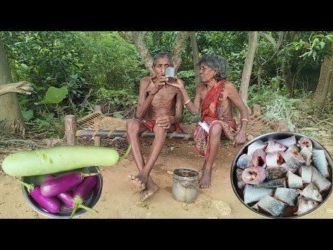 tribe 100 years old grandma & grandpa lifestyle || old grandma cooking FISH CURRY || tribe lifestyle