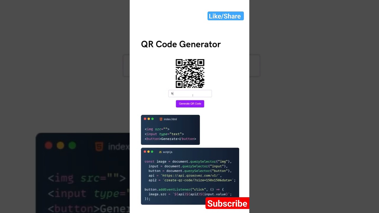 Simple QR code generator Using Javascript #javascript #shorts