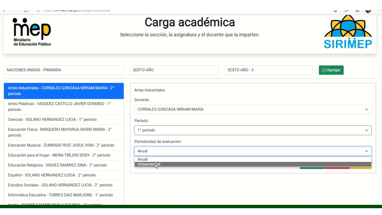 Configurar II periodo
