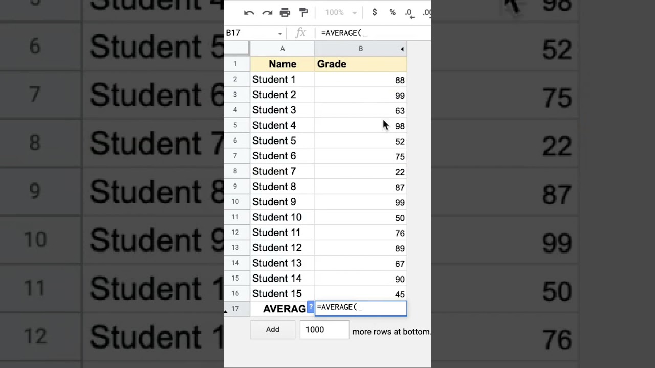 GOOGLE SHEETS: Get The Average
