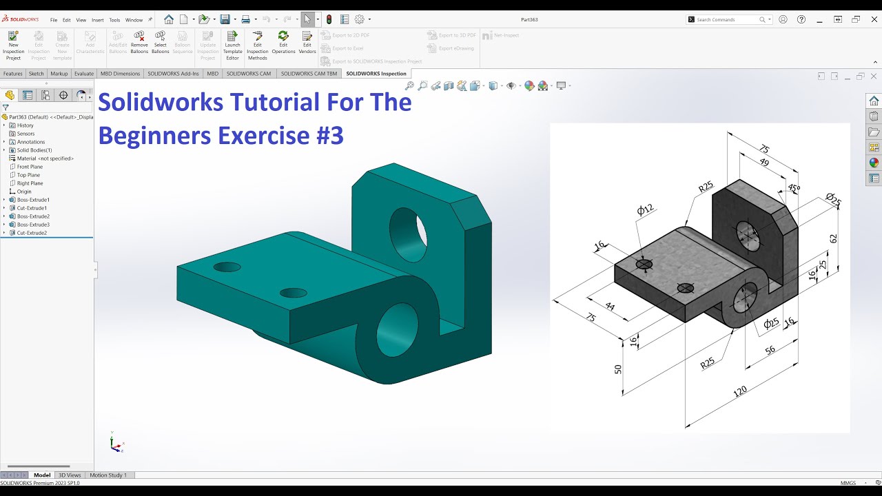 Solidworks Tutorial For The Beginners Exercise #3 |Easy To Hard #solidworks