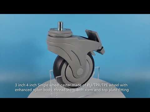 PL100B 4inch Swivel Brake Enhanced Nylon Medical Cart Caster Wheels For Hospital Equipment Castors