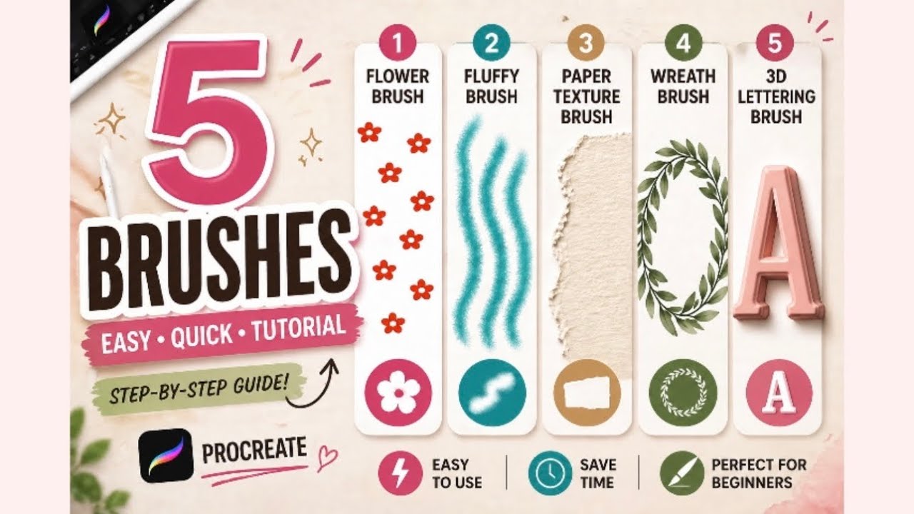 Stop Using Basic Brushes – Try These 5 Procreate Brushes Instead (Step-by-Step Tutorial) #procreate