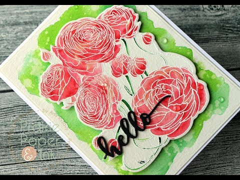 Studio Katia You're So Ranunculus Card | Nuvo Aqua Flow Pens