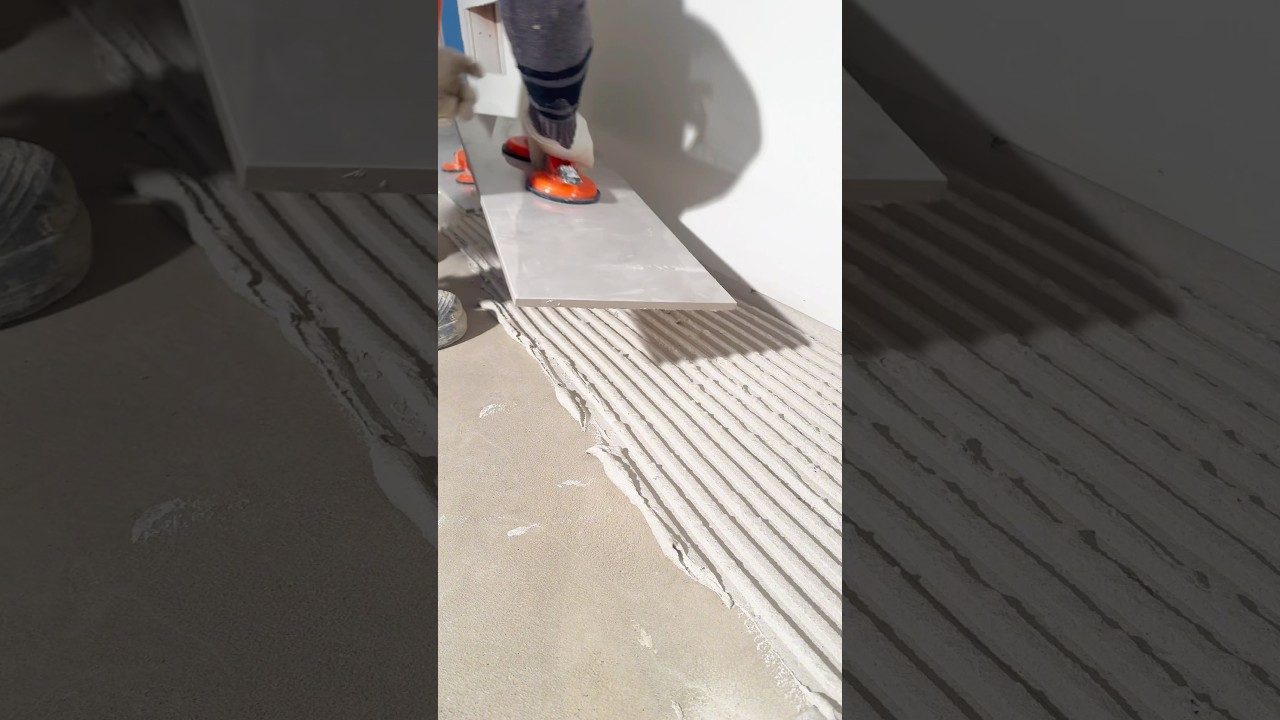 Tiling on concrete floor #tiles #concrete #diy #building #