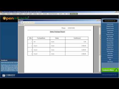 Salary Package Report - OpenMiracle Free Open Source Accounting Software.