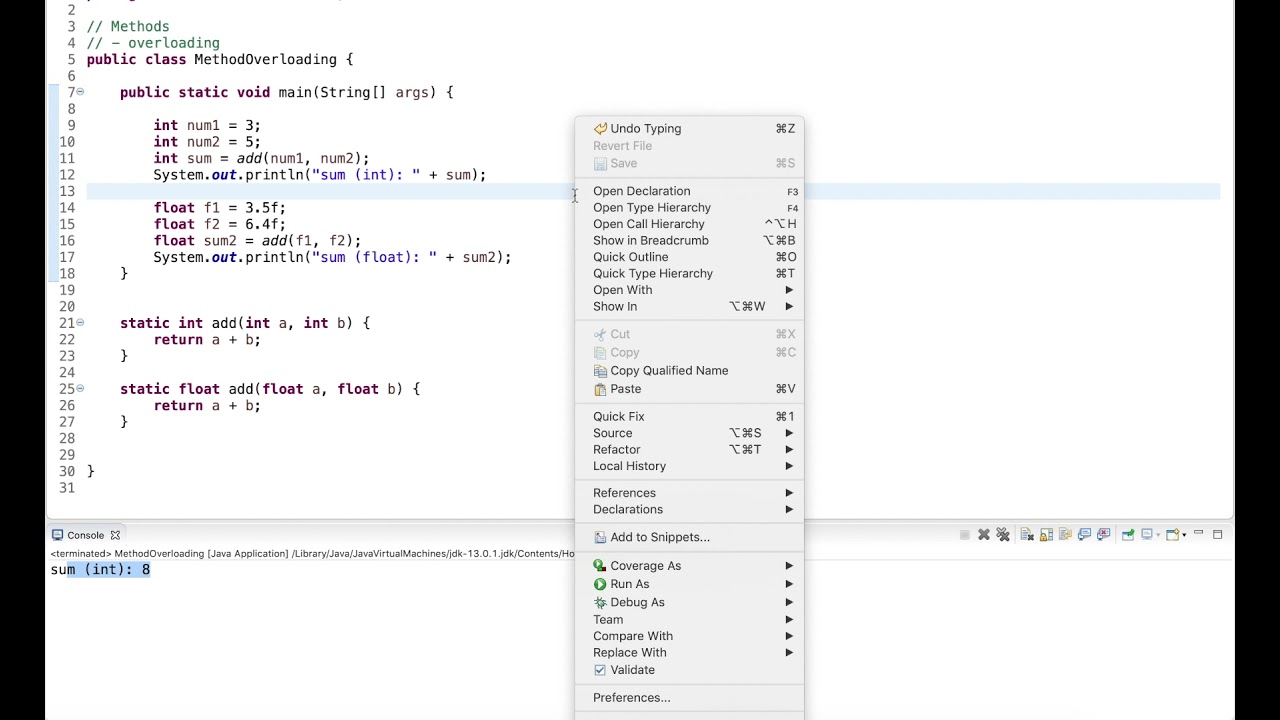 Java Tutorial: Method Overloading
