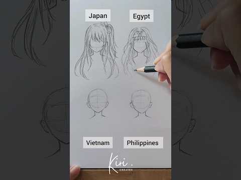 Japan vs Egypt vs Vietnam vs Philippines- How to draw anime girl hair - by countries #howtodraw