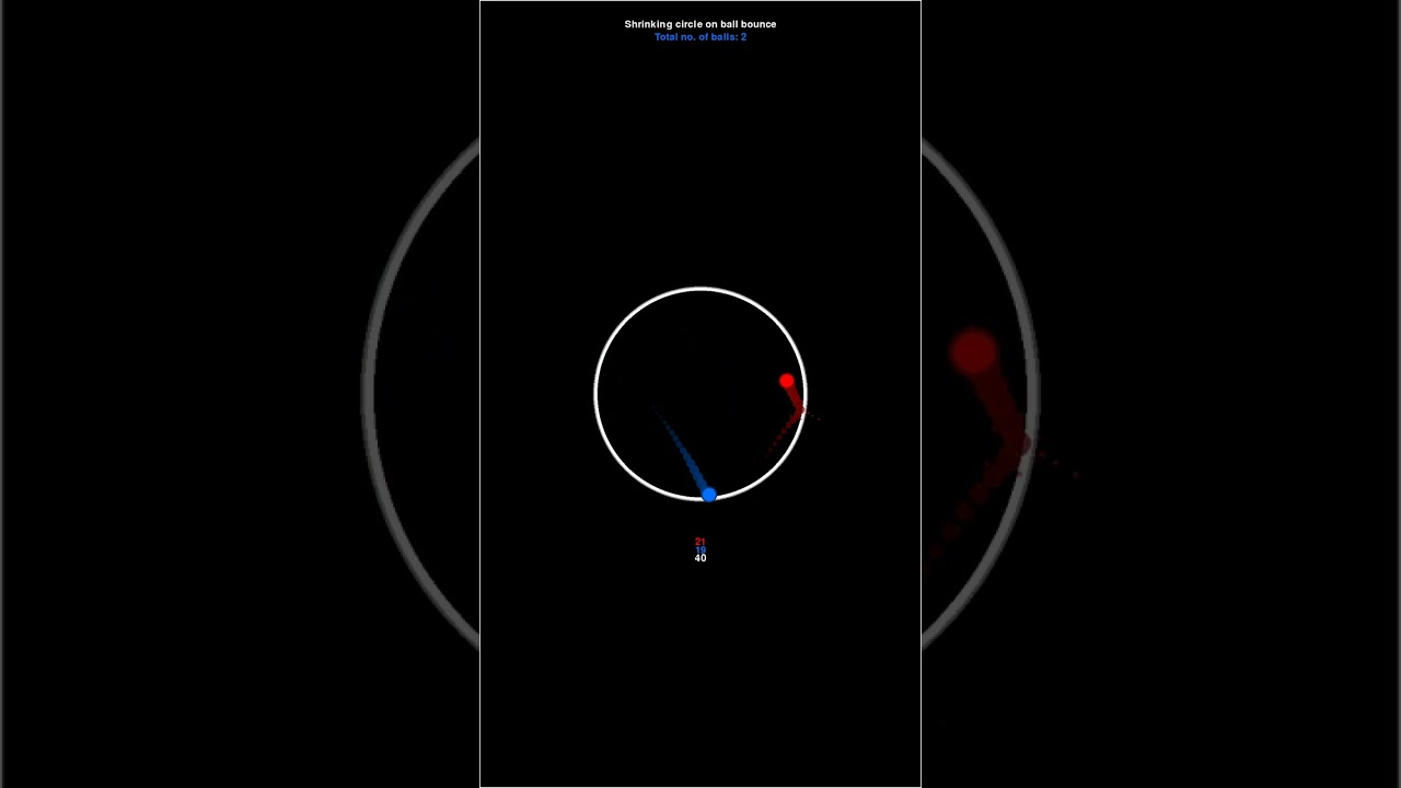Shrinking Circles on Ball Collisions | Physics Animation - 2 Balls (Aka Ao)