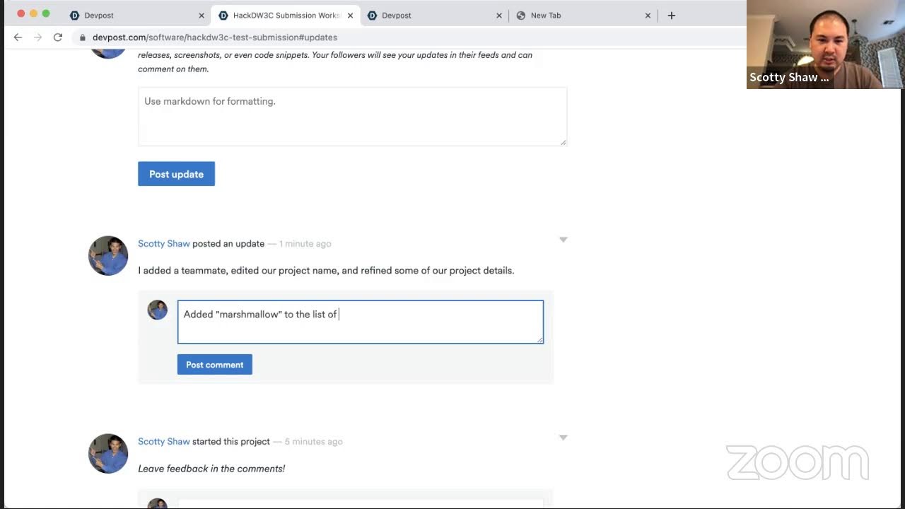 [HackDW3C] (Workshop) - Submitting On Devpost