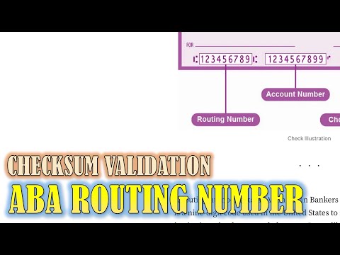 Using Checksum to do a ABA Routing Number Validation - For USA (American Bankers Association)