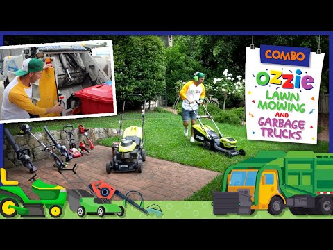 Lawn Mower + Garbage Truck Combo With Ozzie | Kids Lawn Mowers For Toddlers Like Blippi