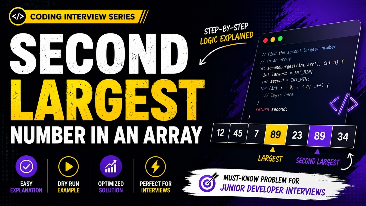 Find the Second Largest Number in an Array | JavaScript Interview Logic