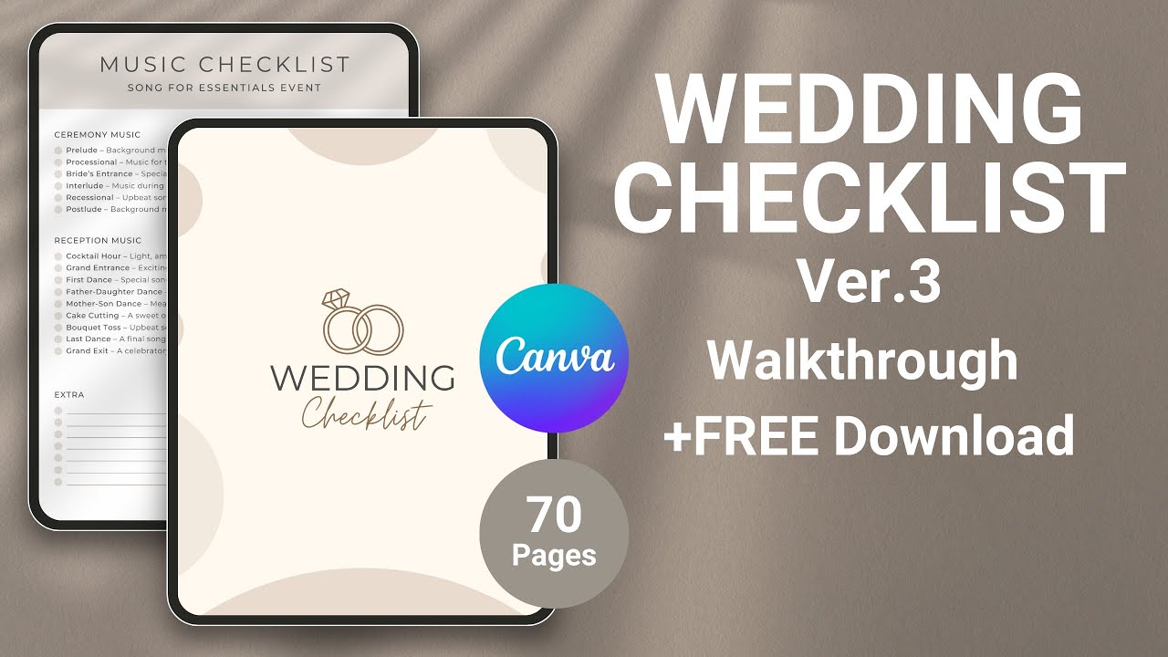 Wedding Checklist Version 3 Canva Template Walkthrough Printables Custom Digital Free Download