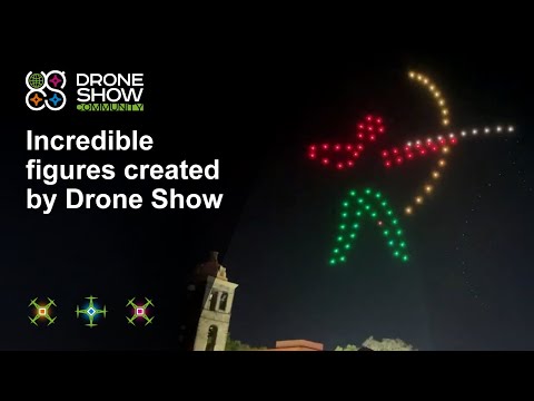 Incredible figures created by light drones in the sky