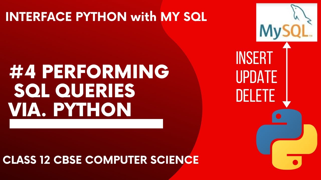 #4 Performing SQL Queries via Python |  Interface Python with MySQL | Class 12 CBSE Computer Science