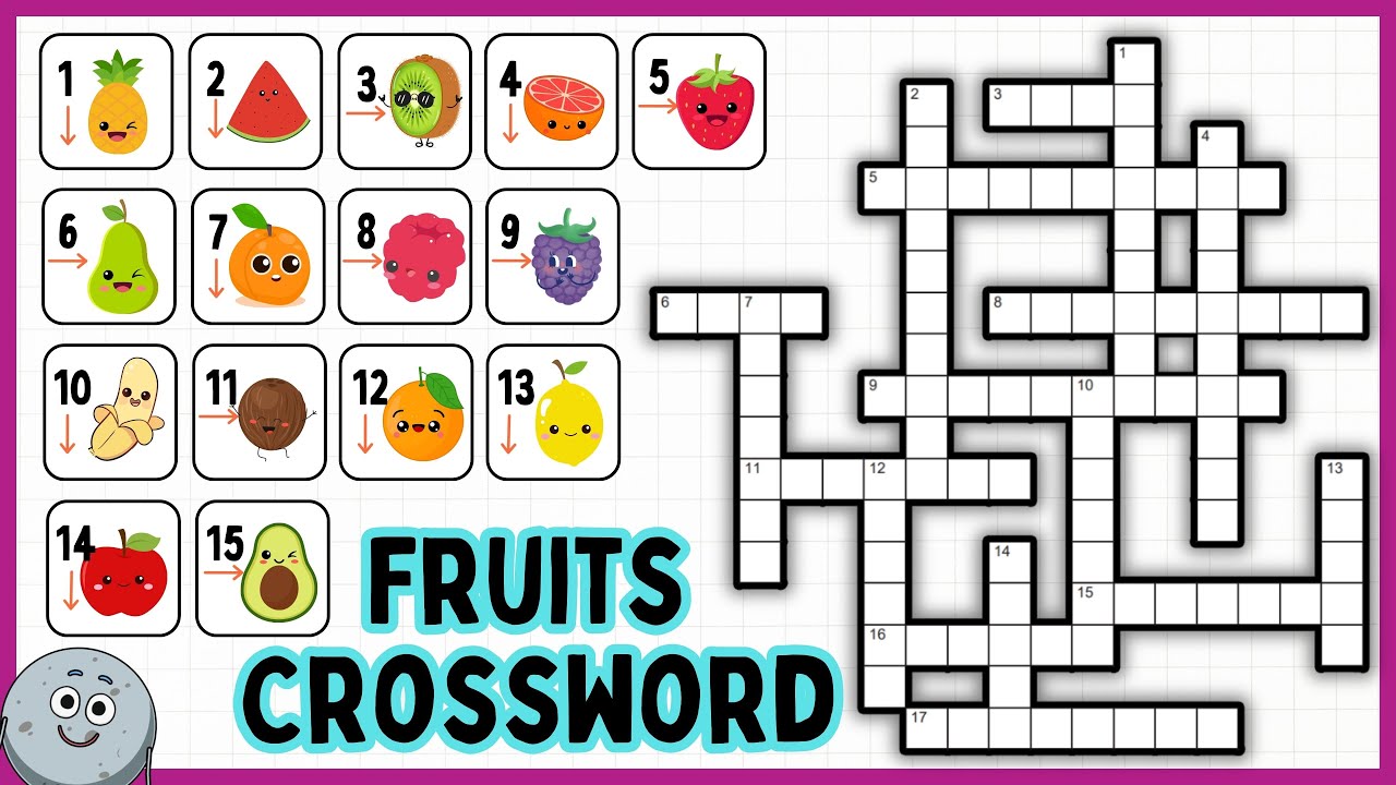 Fruits CROSSWORD Puzzles for Kids - Learn Fruits Spelling Crossword Puzzles