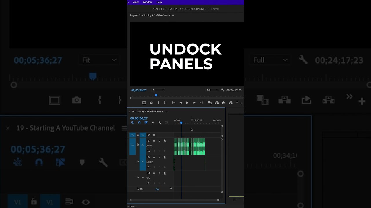 Customize & Undock Panels In Premiere Pro #shorts