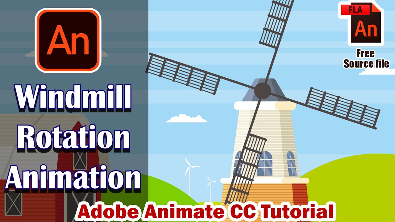 Windmill Rotation Animation Tutorial | Adobe Animate CC Tutorial | Arcsoft Animation Tutorial
