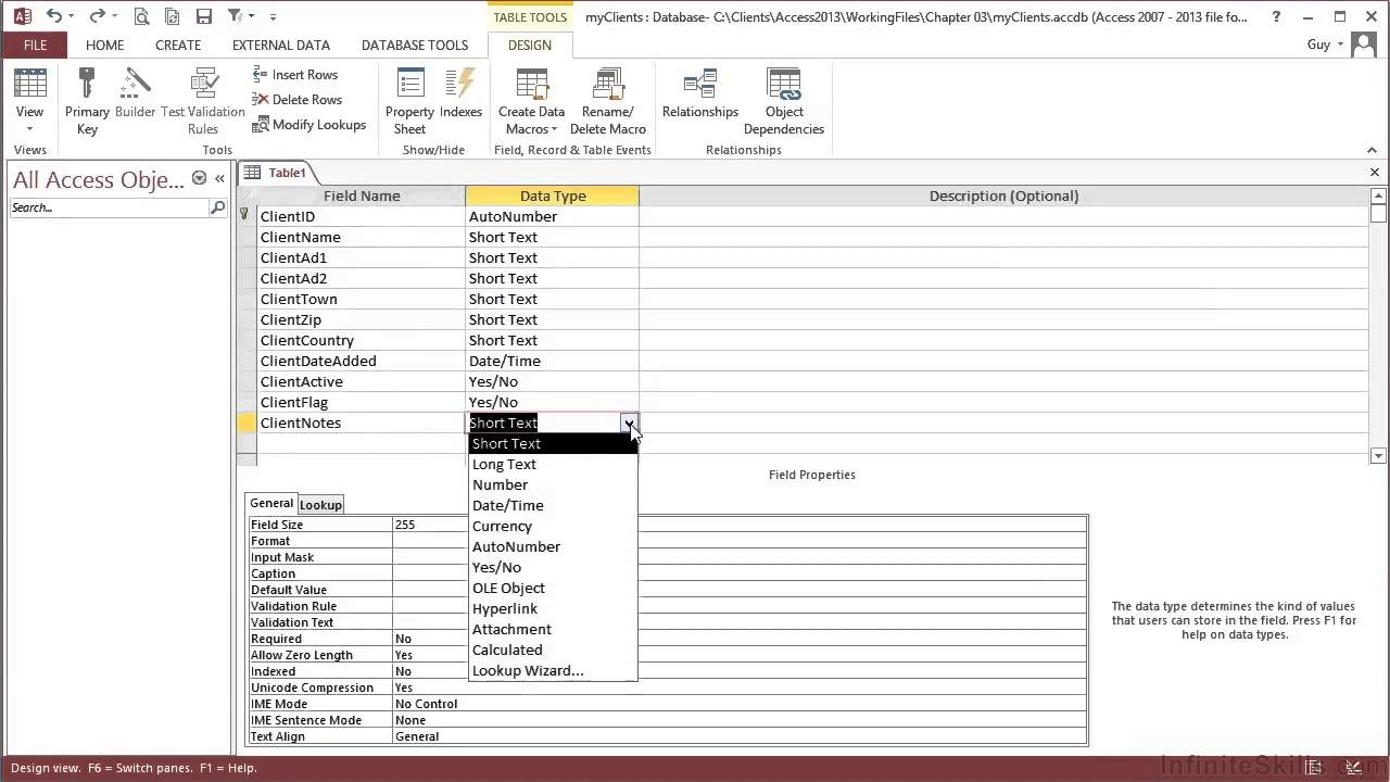 Microsoft Access 2013 Tutorial | Design And Then Create Tables