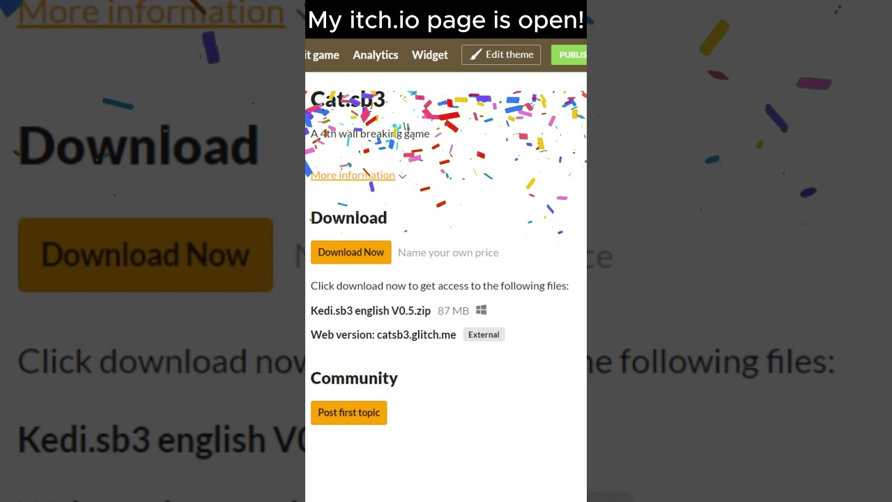 My itch.io page is now open! Download links in the description (you dont need to download the game)