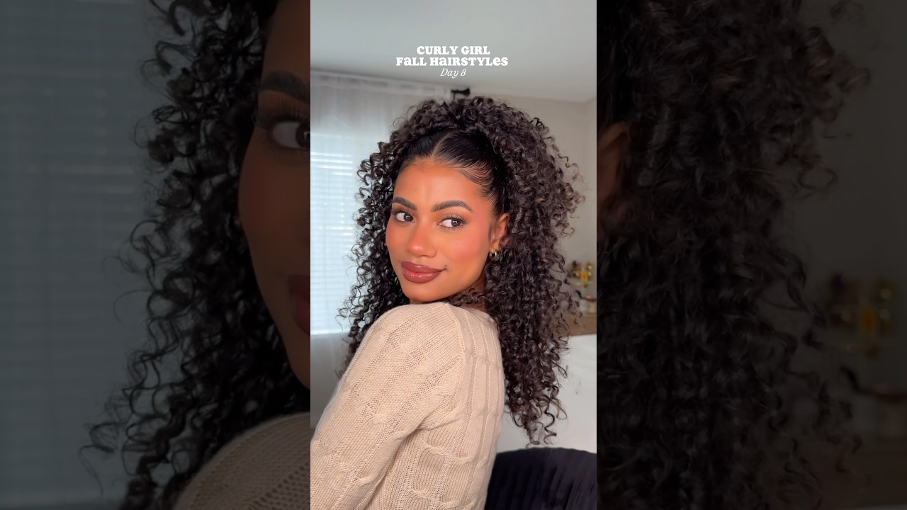 Elevated half-up hairstyle🤎 #curlyhair #curlyhairstyles #quickhairstyle