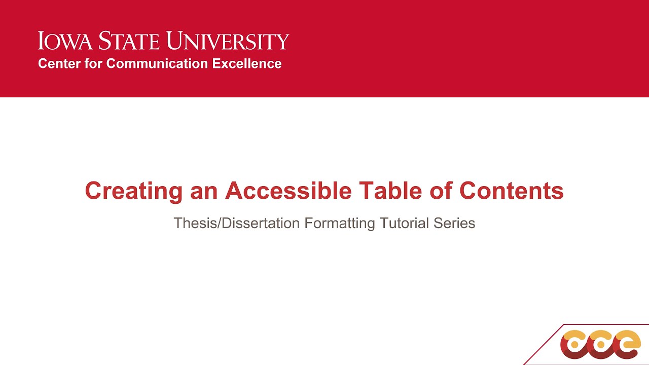 Creating a Table of Contents for Digital Accessibility