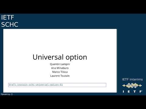 IETF interim: Static Context Header Compression (SCHC) 2025-04-15 14:00