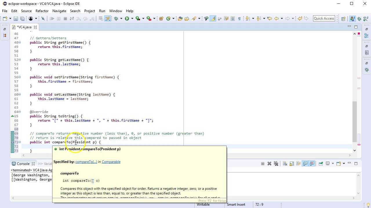 Java ArrayList with Objects and compareTo