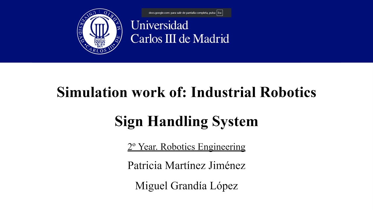 Simulation work of: Industrial Robotics. 2ºYear of Robotics Engineering